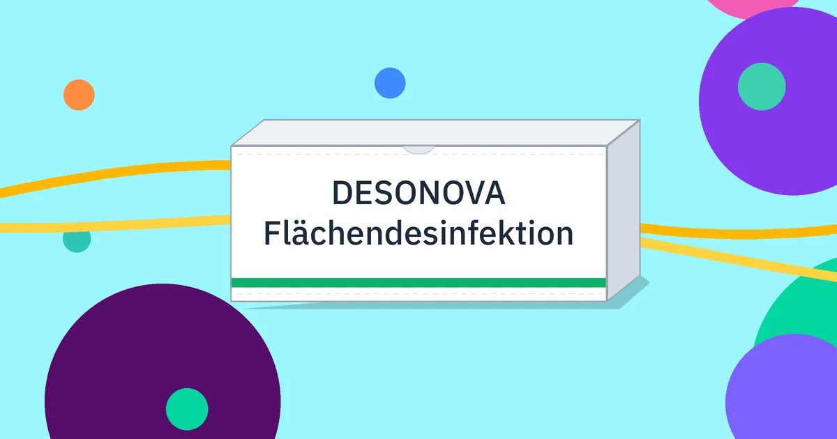 Symbolbild: Packung mit der Aufschrift DESONOVA Flächendesinfektion (PZN 13743990) – Verfügbarkeit und Bezug in Apotheken in Frankfurt am Main
