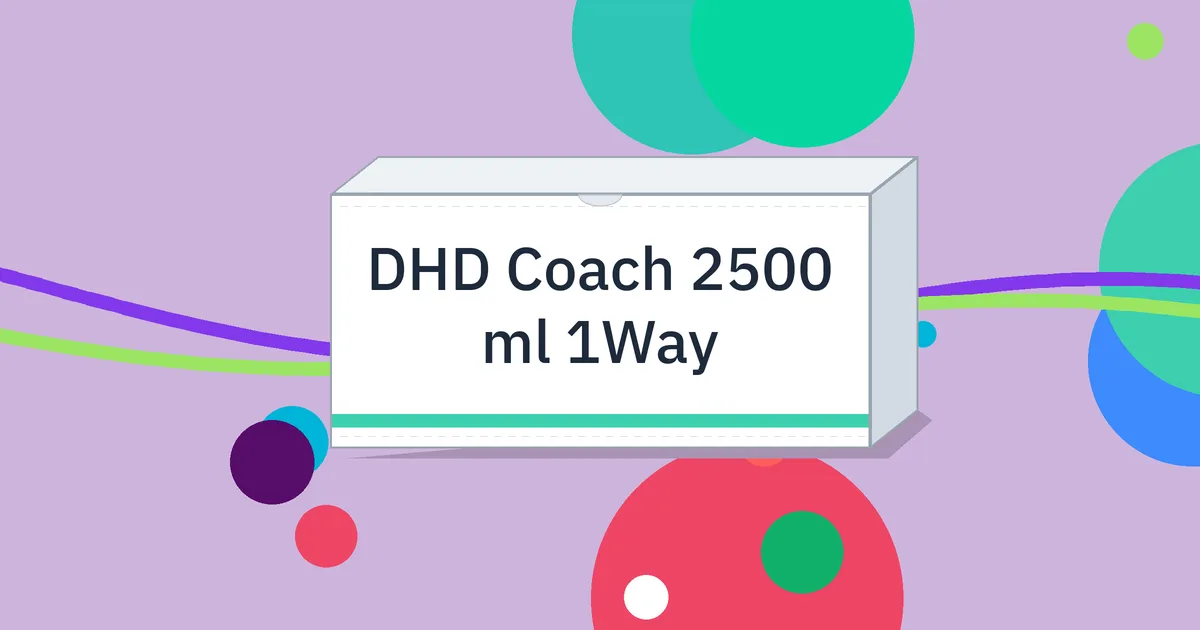 Symbolbild: Packung mit der Aufschrift DHD Coach 2500 ml 1Way (PZN 09106237) – Verfügbarkeit und Bezug in Apotheken in Frankfurt am Main