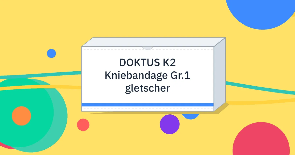 Symbolbild: Packung mit der Aufschrift DOKTUS K2 Kniebandage Gr.1 gletscher (PZN 03310333) – Verfügbarkeit und Bezug in Apotheken in Frankfurt am Main