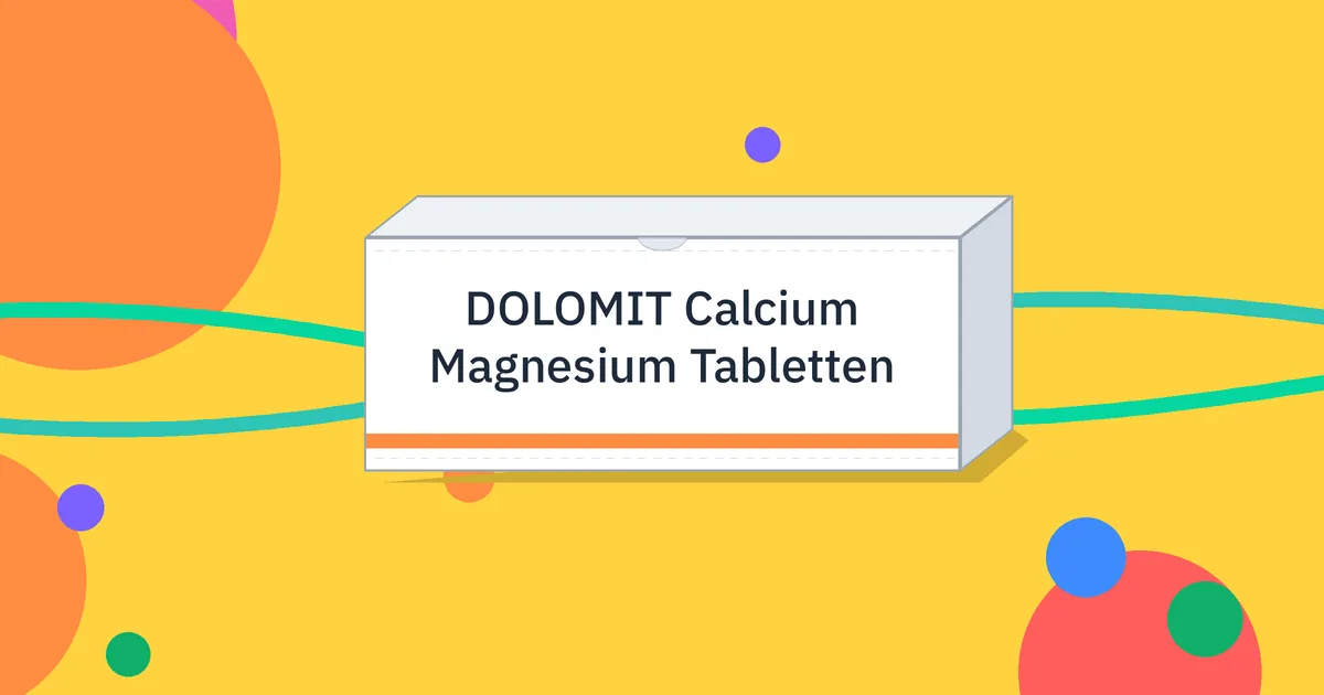 Symbolbild: Packung mit der Aufschrift DOLOMIT Calcium Magnesium Tabletten (PZN 16601061) – Verfügbarkeit und Bezug in Apotheken in Frankfurt am Main