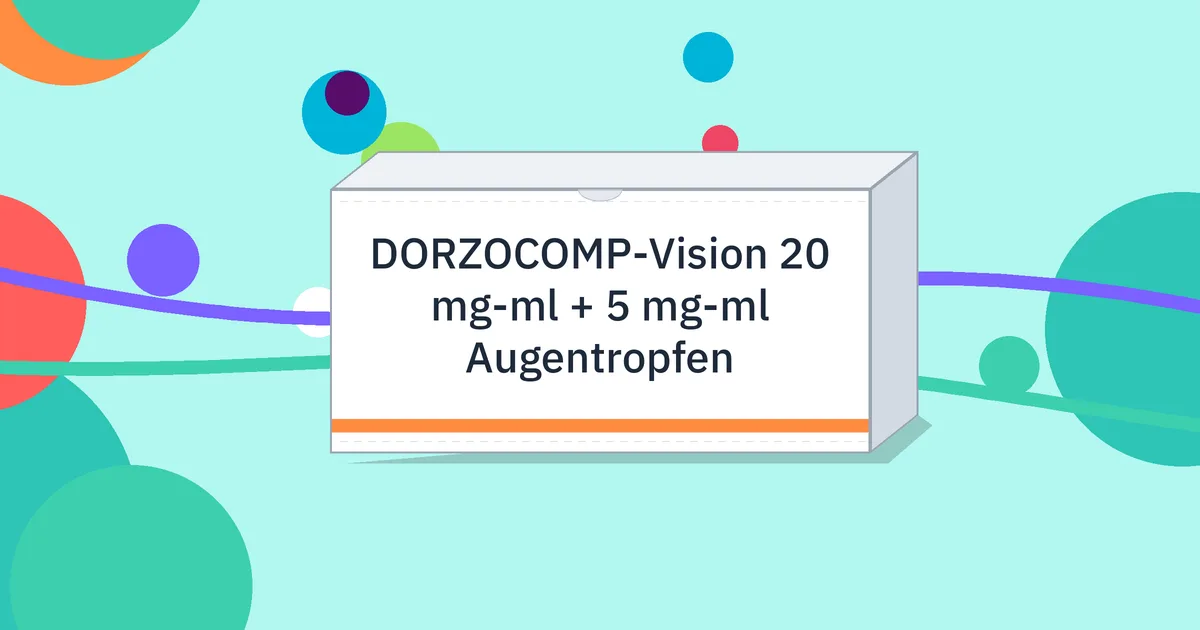 Symbolbild: Packung mit der Aufschrift DORZOCOMP-Vision 20 mg-ml + 5 mg-ml Augentropfen (PZN 09297243) – Verfügbarkeit und Bezug in Apotheken in Frankfurt am Main