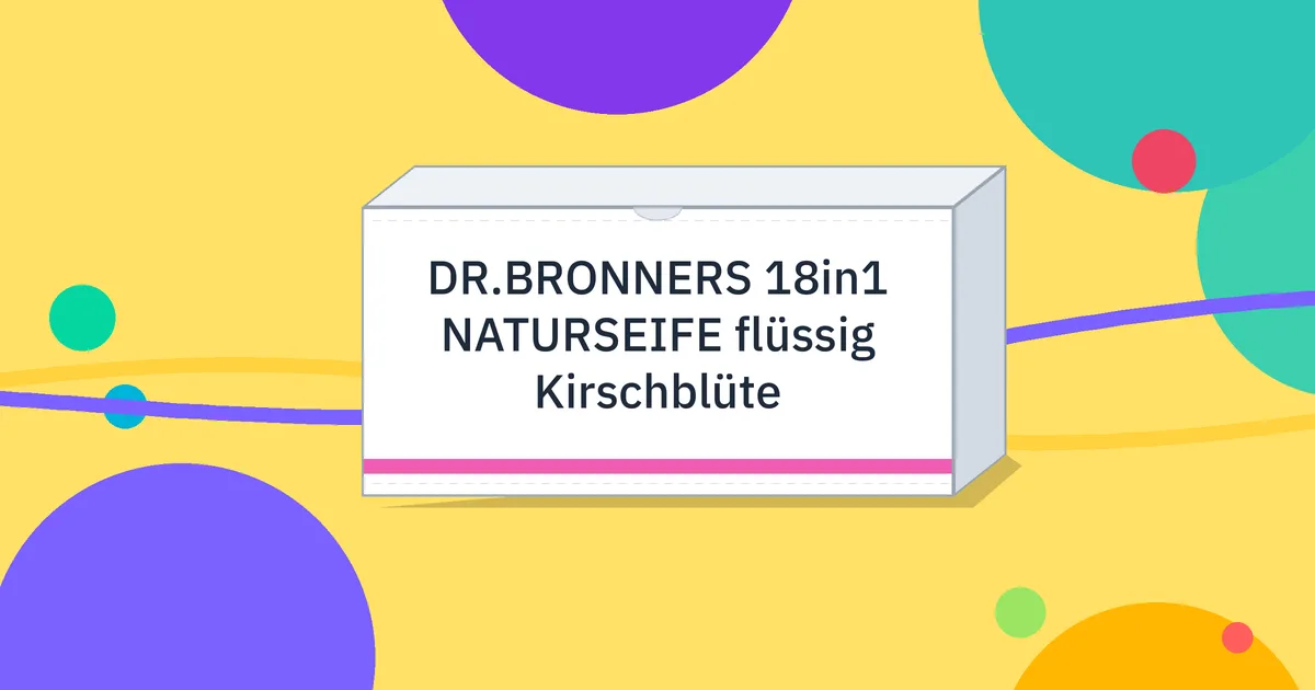 Symbolbild: Packung mit der Aufschrift DR.BRONNERS 18in1 NATURSEIFE flüssig Kirschblüte (PZN 19241290) – Verfügbarkeit und Bezug in Apotheken in Frankfurt am Main