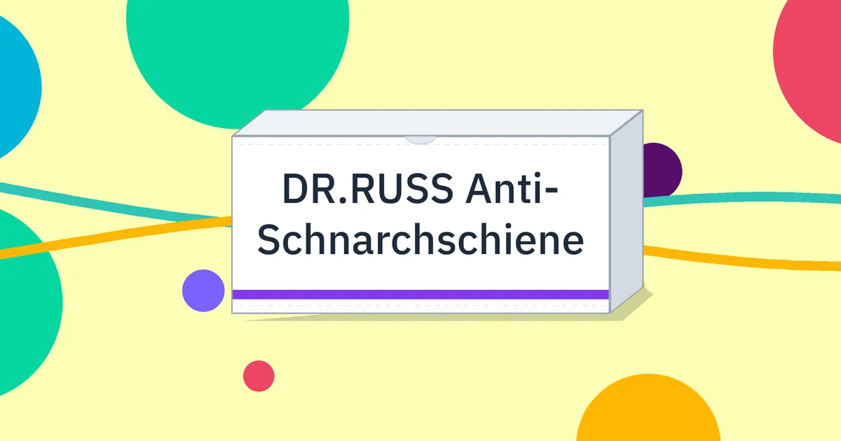 Symbolbild: Packung mit der Aufschrift DR.RUSS Anti-Schnarchschiene (PZN 10558074) – Verfügbarkeit und Bezug in Apotheken in Frankfurt am Main