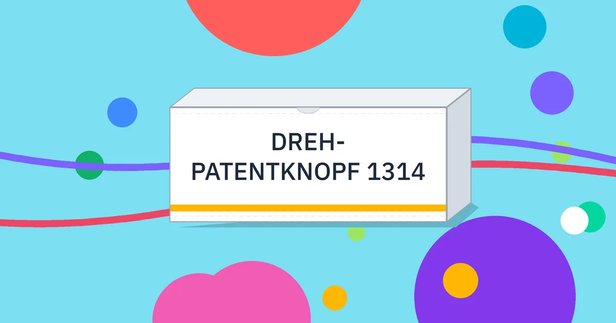 Symbolbild: Packung mit der Aufschrift DREH-PATENTKNOPF 1314 (PZN 14297535) – Verfügbarkeit und Bezug in Apotheken in Frankfurt am Main