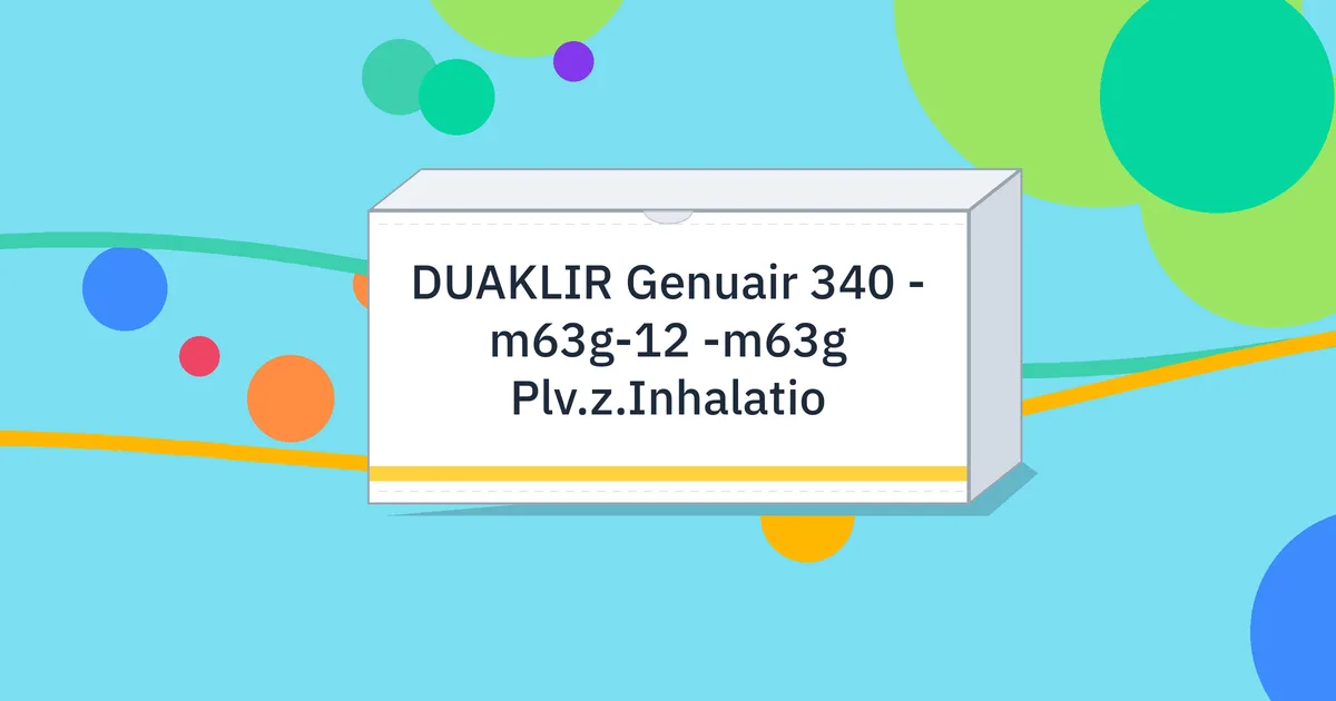 Symbolbild: Packung mit der Aufschrift DUAKLIR Genuair 340 -m63g-12 -m63g Plv.z.Inhalatio (PZN 19115817) – Verfügbarkeit und Bezug in Apotheken in Frankfurt am Main