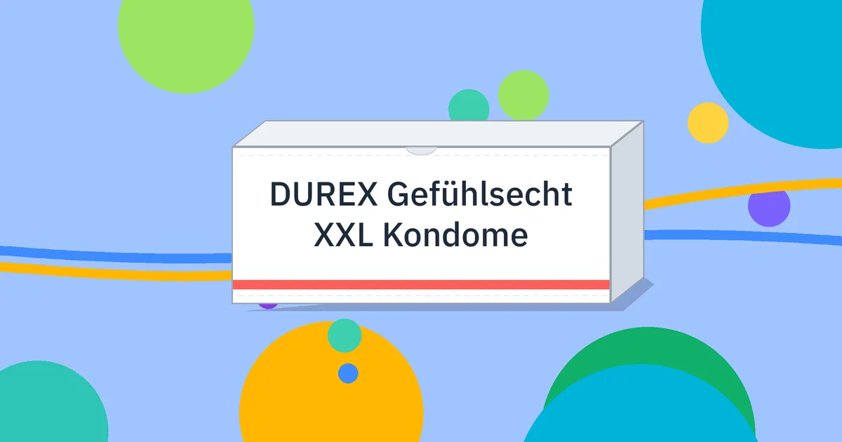 Symbolbild: Packung mit der Aufschrift DUREX Gefühlsecht XXL Kondome (PZN 18304143) – Verfügbarkeit und Bezug in Apotheken in Frankfurt am Main