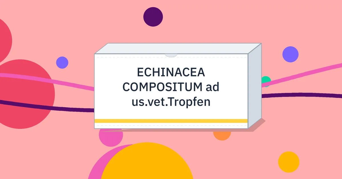 Symbolbild: Packung mit der Aufschrift ECHINACEA COMPOSITUM ad us.vet.Tropfen (PZN 04017598) – Verfügbarkeit und Bezug in Apotheken in Frankfurt am Main
