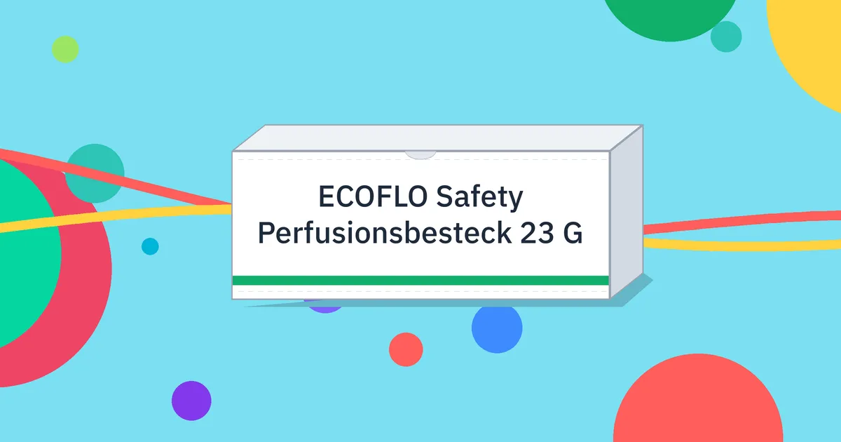 Symbolbild: Packung mit der Aufschrift ECOFLO Safety Perfusionsbesteck 23 G (PZN 19453046) – Verfügbarkeit und Bezug in Apotheken in Frankfurt am Main