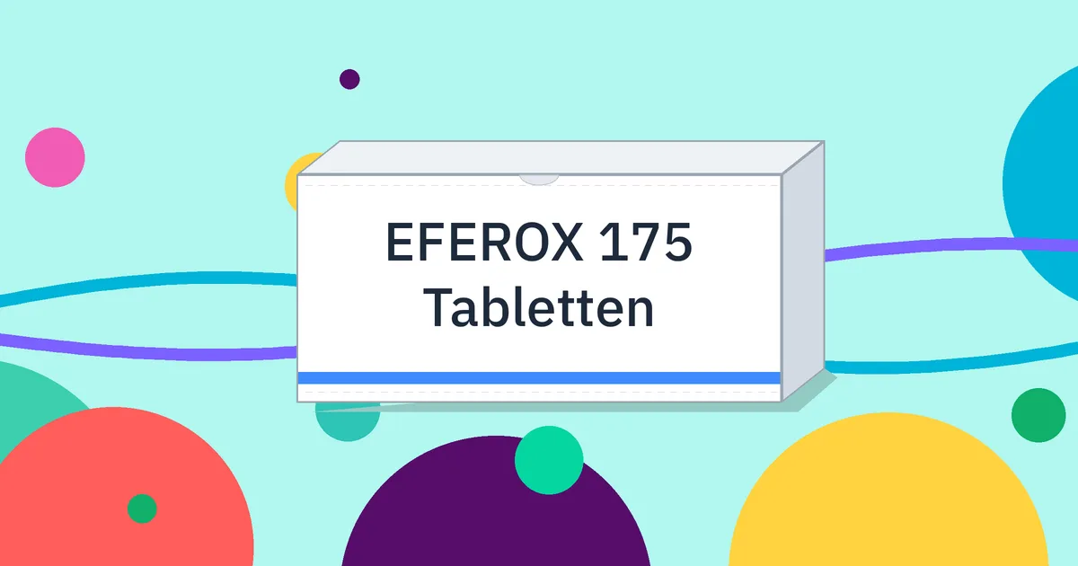 Symbolbild: Packung mit der Aufschrift EFEROX 175 Tabletten (PZN 09267851) – Verfügbarkeit und Bezug in Apotheken in Frankfurt am Main