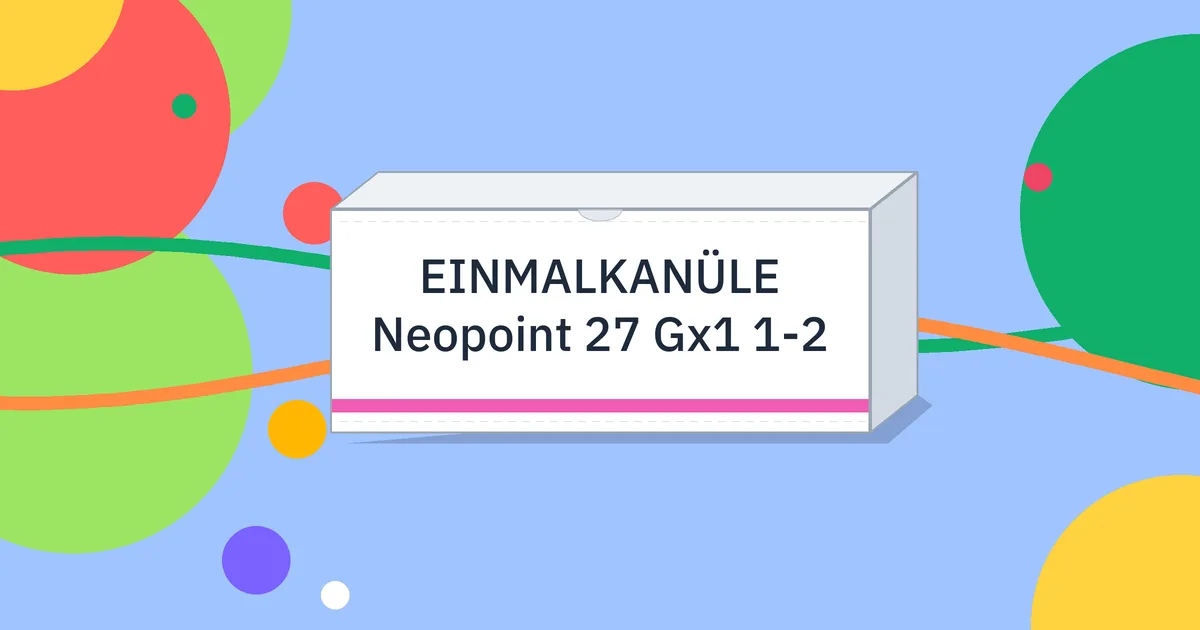 Symbolbild: Packung mit der Aufschrift EINMALKANÜLE Neopoint 27 Gx1 1-2 (PZN 00362795) – Verfügbarkeit und Bezug in Apotheken in Frankfurt am Main