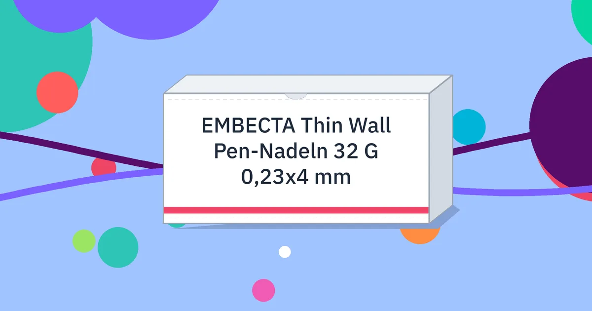 Symbolbild: Packung mit der Aufschrift EMBECTA Thin Wall Pen-Nadeln 32 G 0,23x4 mm (PZN 20611964) – Verfügbarkeit und Bezug in Apotheken in Frankfurt am Main