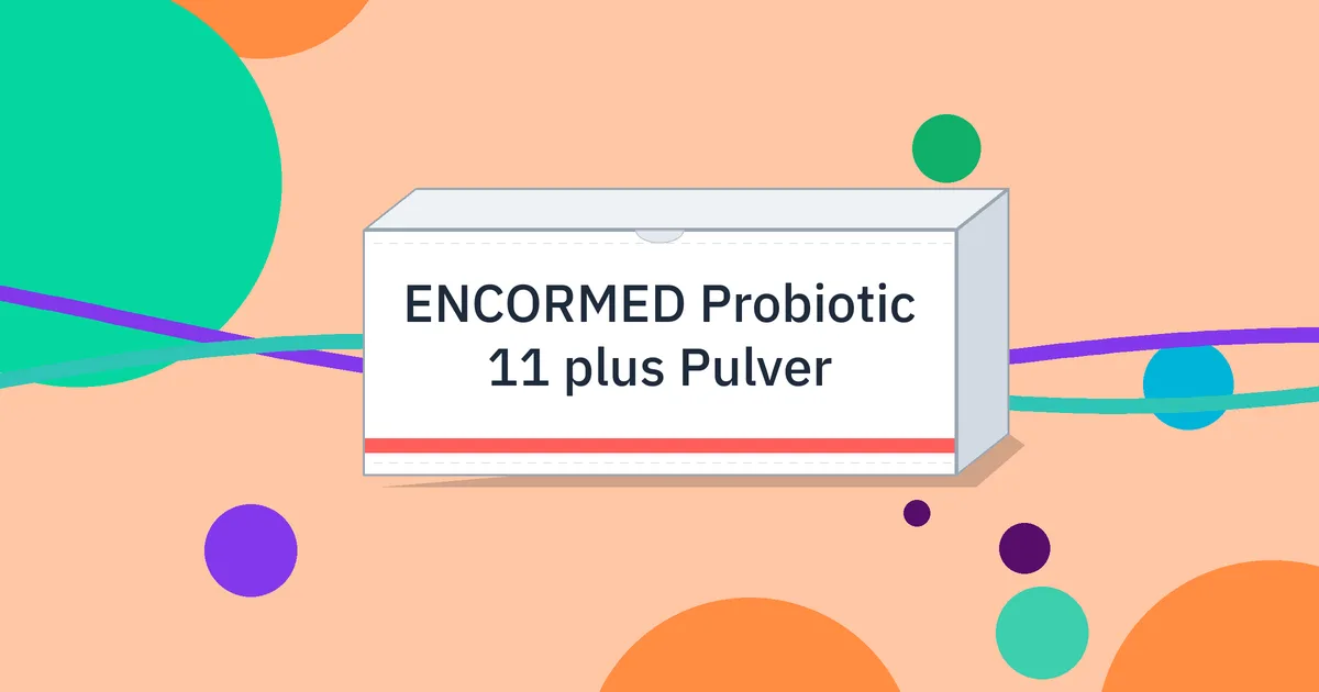 Symbolbild: Packung mit der Aufschrift ENCORMED Probiotic 11 plus Pulver (PZN 12309754) – Verfügbarkeit und Bezug in Apotheken in Frankfurt am Main