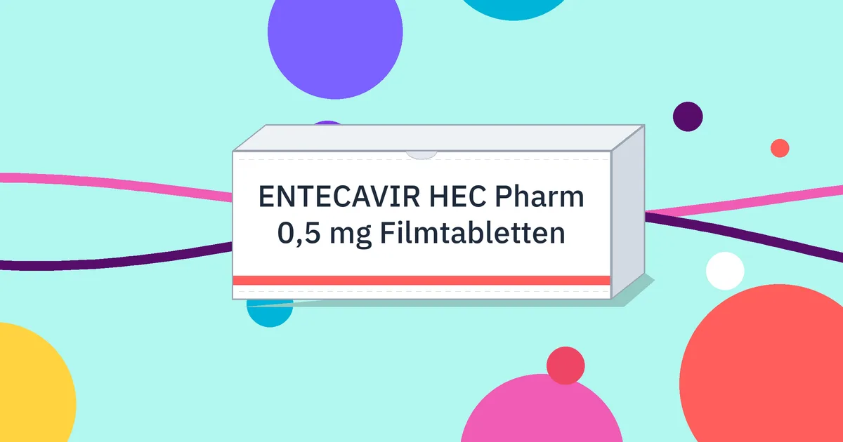 Symbolbild: Packung mit der Aufschrift ENTECAVIR HEC Pharm 0,5 mg Filmtabletten (PZN 16146591) – Verfügbarkeit und Bezug in Apotheken in Frankfurt am Main