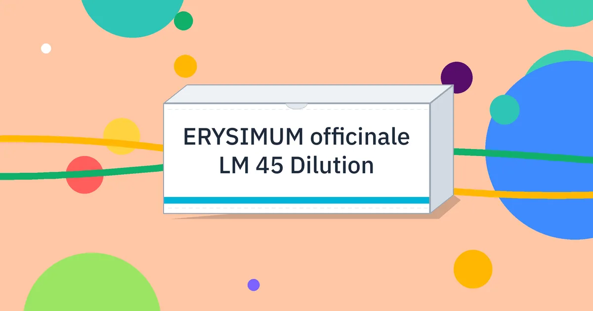 Symbolbild: Packung mit der Aufschrift ERYSIMUM officinale LM 45 Dilution (PZN 13479731) – Verfügbarkeit und Bezug in Apotheken in Frankfurt am Main