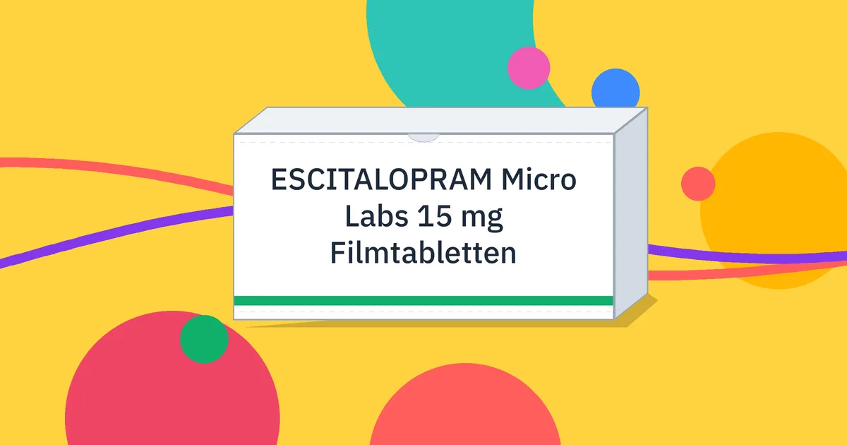 Symbolbild: Packung mit der Aufschrift ESCITALOPRAM Micro Labs 15 mg Filmtabletten (PZN 11695933) – Verfügbarkeit und Bezug in Apotheken in Frankfurt am Main