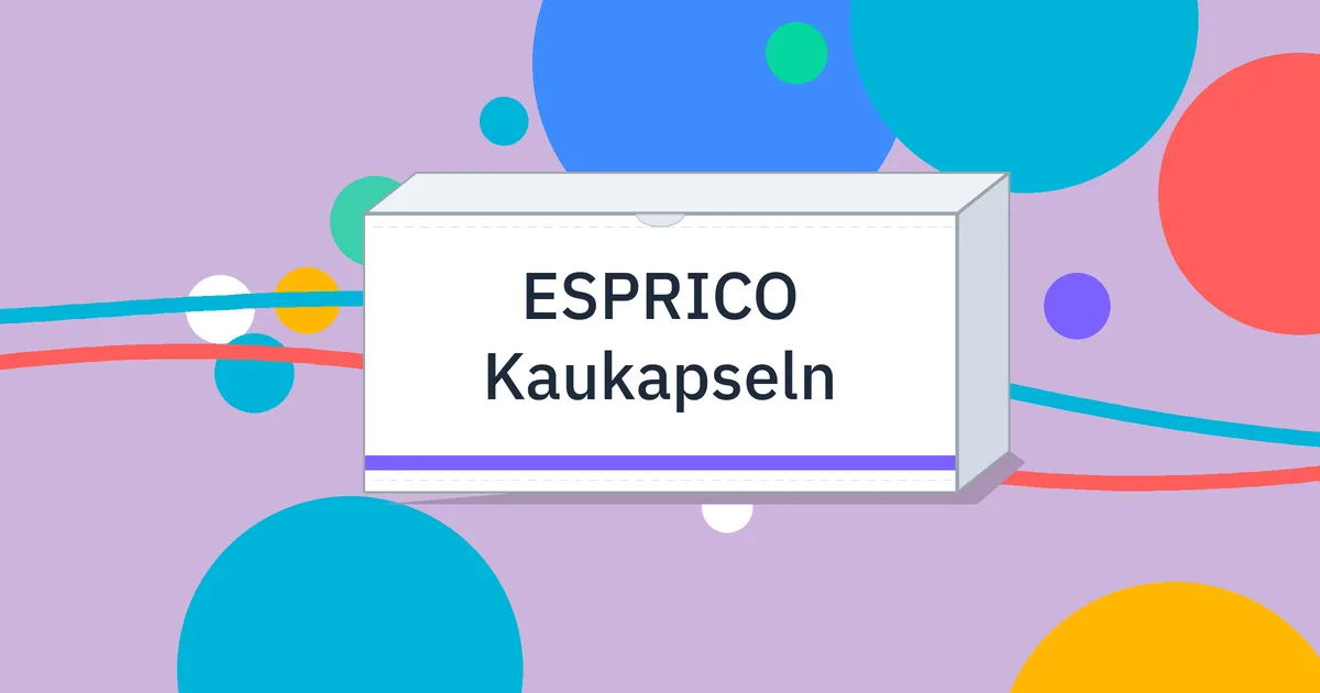 Symbolbild: Packung mit der Aufschrift ESPRICO Kaukapseln (PZN 01464428) – Verfügbarkeit und Bezug in Apotheken in Frankfurt am Main