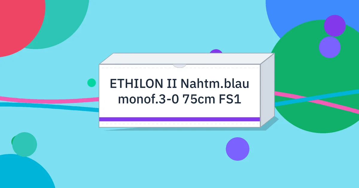 Symbolbild: Packung mit der Aufschrift ETHILON II Nahtm.blau monof.3-0 75cm FS1 (PZN 18793662) – Verfügbarkeit und Bezug in Apotheken in Frankfurt am Main
