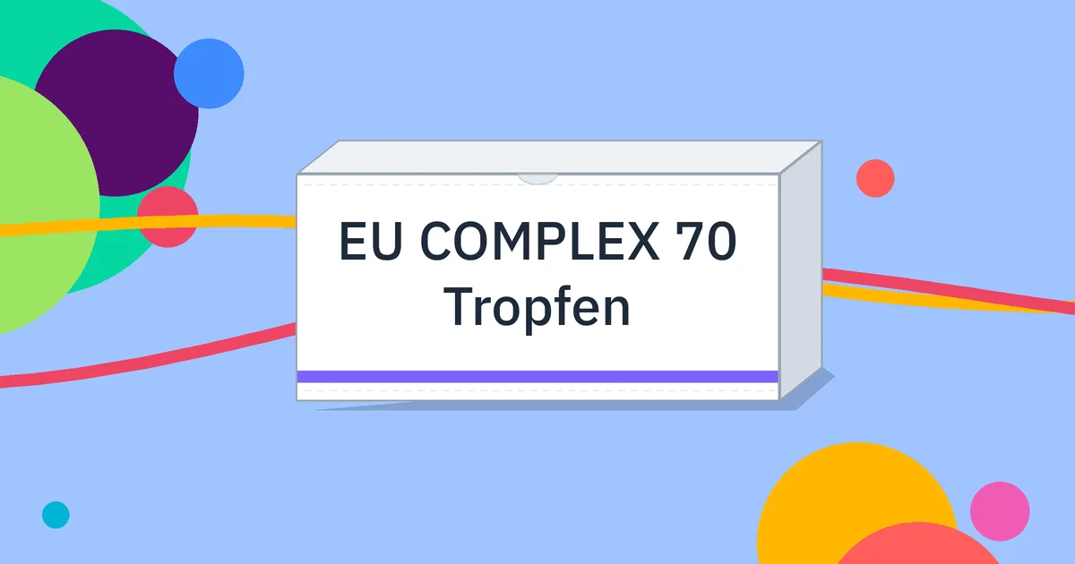 Symbolbild: Packung mit der Aufschrift EU COMPLEX 70 Tropfen (PZN 18351266) – Verfügbarkeit und Bezug in Apotheken in Frankfurt am Main