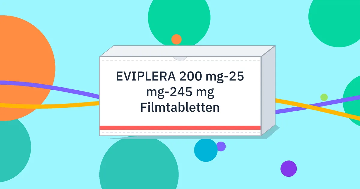 Symbolbild: Packung mit der Aufschrift EVIPLERA 200 mg-25 mg-245 mg Filmtabletten (PZN 19206856) – Verfügbarkeit und Bezug in Apotheken in Frankfurt am Main