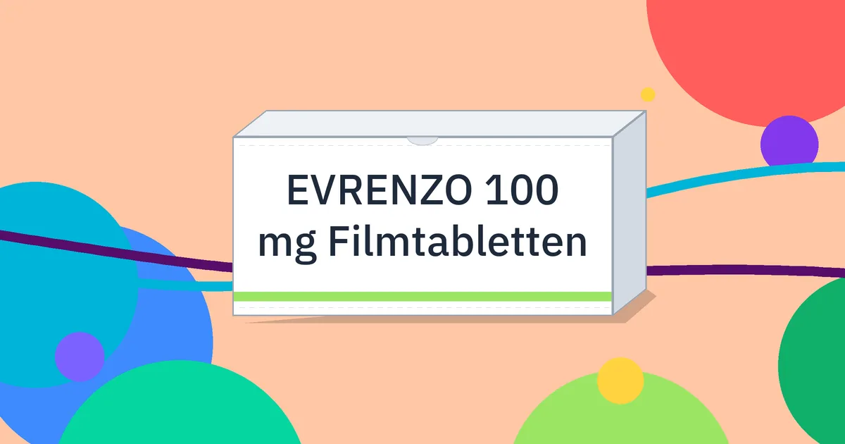 Symbolbild: Packung mit der Aufschrift EVRENZO 100 mg Filmtabletten (PZN 19213313) – Verfügbarkeit und Bezug in Apotheken in Frankfurt am Main
