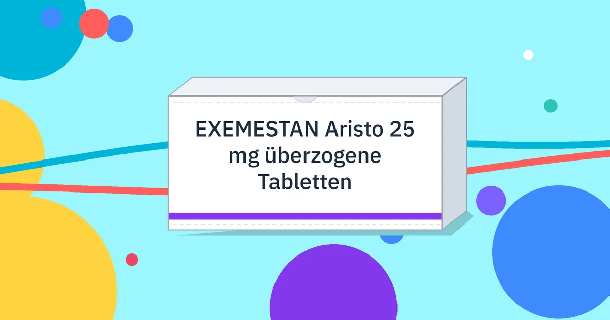 Symbolbild: Packung mit der Aufschrift EXEMESTAN Aristo 25 mg überzogene Tabletten (PZN 09081365) – Verfügbarkeit und Bezug in Apotheken in Frankfurt am Main