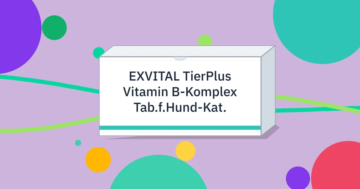 Symbolbild: Packung mit der Aufschrift EXVITAL TierPlus Vitamin B-Komplex Tab.f.Hund-Kat. (PZN 18048496) – Verfügbarkeit und Bezug in Apotheken in Frankfurt am Main