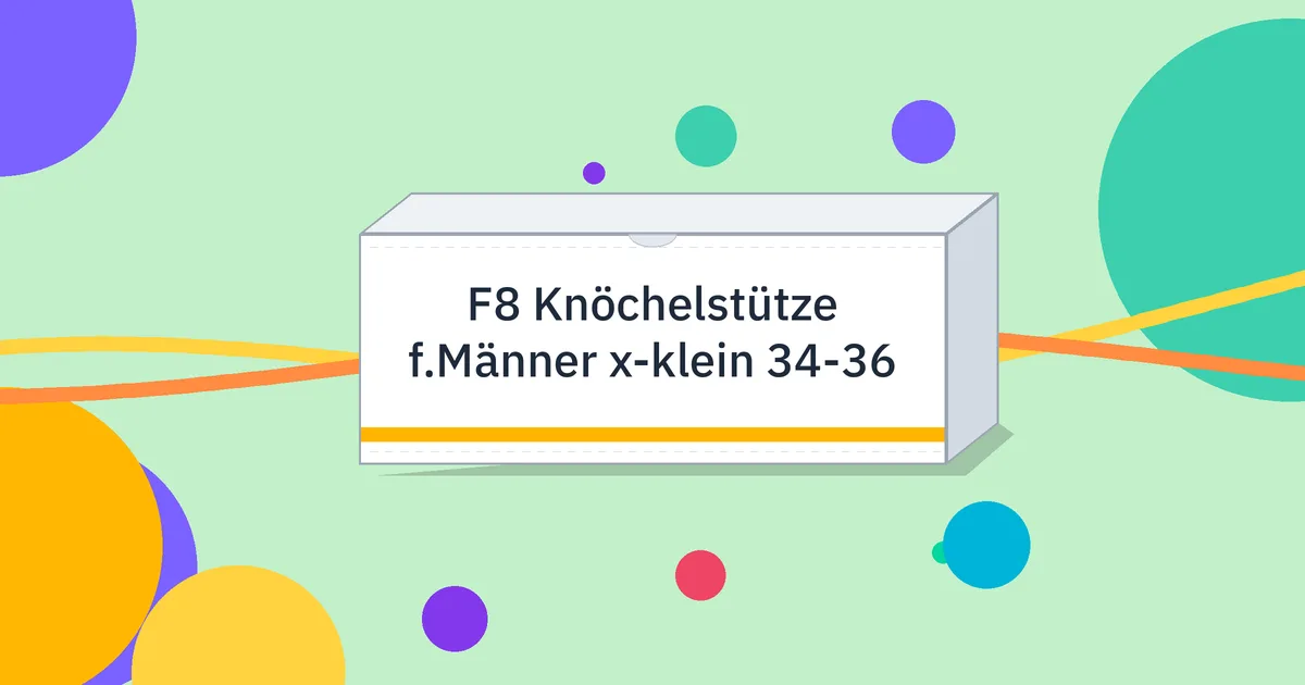 Symbolbild: Packung mit der Aufschrift F8 Knöchelstütze f.Männer x-klein 34-36 (PZN 04496179) – Verfügbarkeit und Bezug in Apotheken in Frankfurt am Main