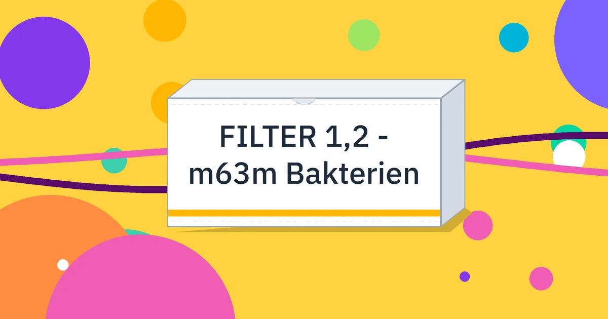 Symbolbild: Packung mit der Aufschrift FILTER 1,2 -m63m Bakterien (PZN 00222717) – Verfügbarkeit und Bezug in Apotheken in Frankfurt am Main
