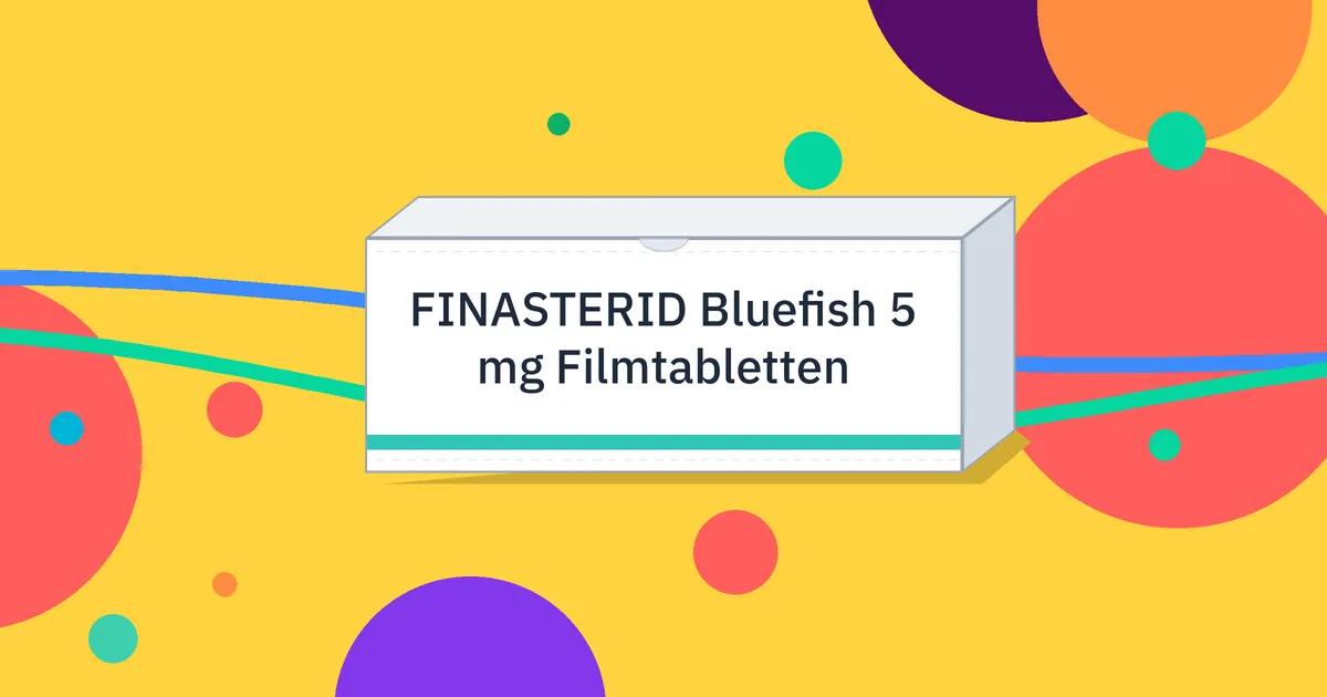 Symbolbild: Packung mit der Aufschrift FINASTERID Bluefish 5 mg Filmtabletten (PZN 20380648) – Verfügbarkeit und Bezug in Apotheken in Frankfurt am Main