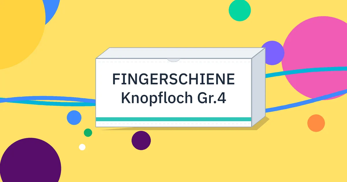 Symbolbild: Packung mit der Aufschrift FINGERSCHIENE Knopfloch Gr.4 (PZN 00638464) – Verfügbarkeit und Bezug in Apotheken in Frankfurt am Main
