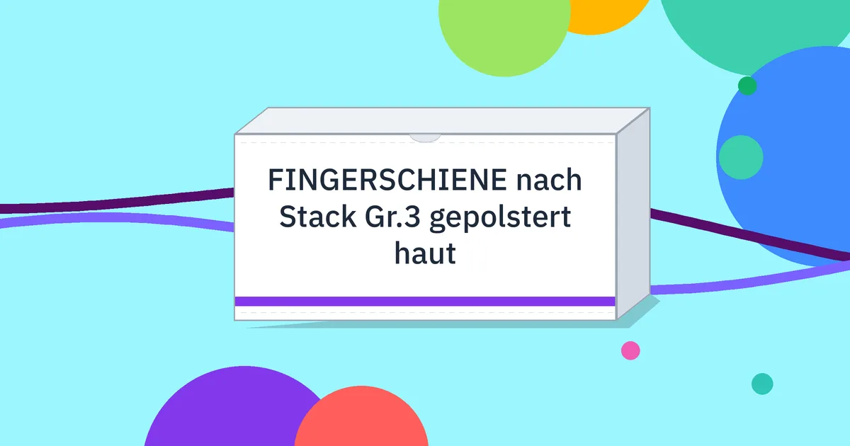 Symbolbild: Packung mit der Aufschrift FINGERSCHIENE nach Stack Gr.3 gepolstert haut (PZN 07013141) – Verfügbarkeit und Bezug in Apotheken in Frankfurt am Main