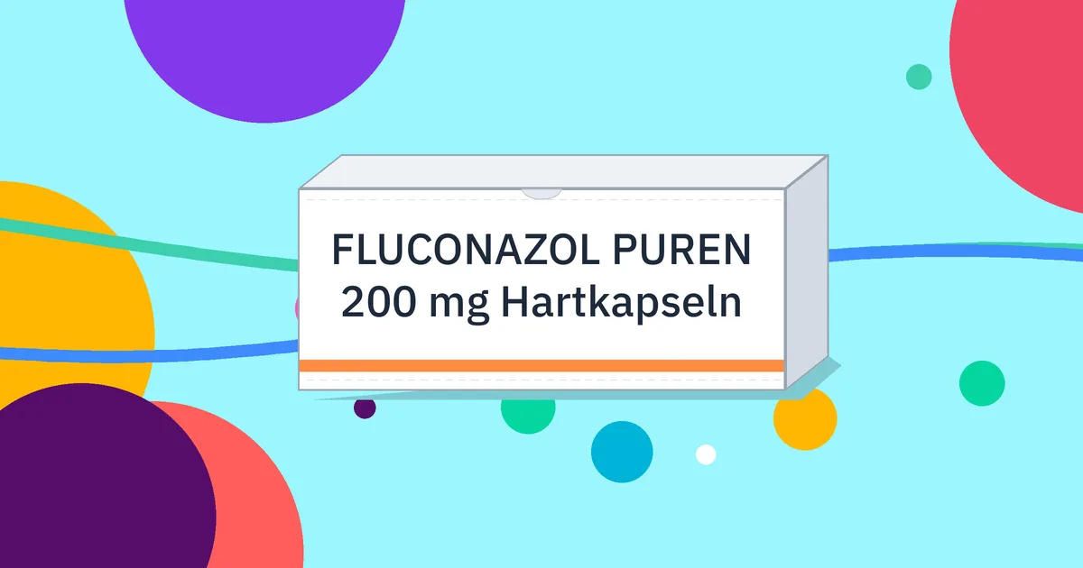 Symbolbild: Packung mit der Aufschrift FLUCONAZOL PUREN 200 mg Hartkapseln (PZN 11354830) – Verfügbarkeit und Bezug in Apotheken in Frankfurt am Main