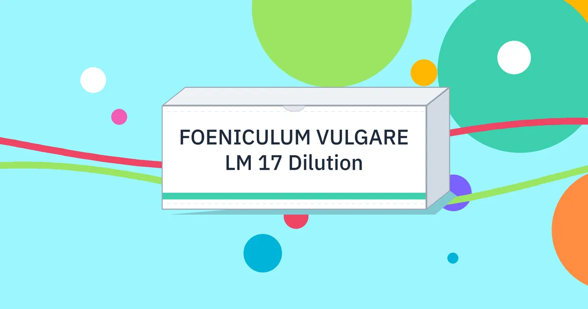 Symbolbild: Packung mit der Aufschrift FOENICULUM VULGARE LM 17 Dilution (PZN 13489770) – Verfügbarkeit und Bezug in Apotheken in Frankfurt am Main