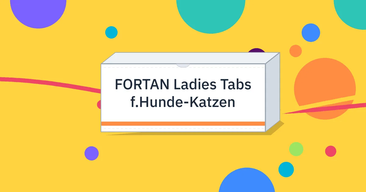 Symbolbild: Packung mit der Aufschrift FORTAN Ladies Tabs f.Hunde-Katzen (PZN 14237970) – Verfügbarkeit und Bezug in Apotheken in Frankfurt am Main