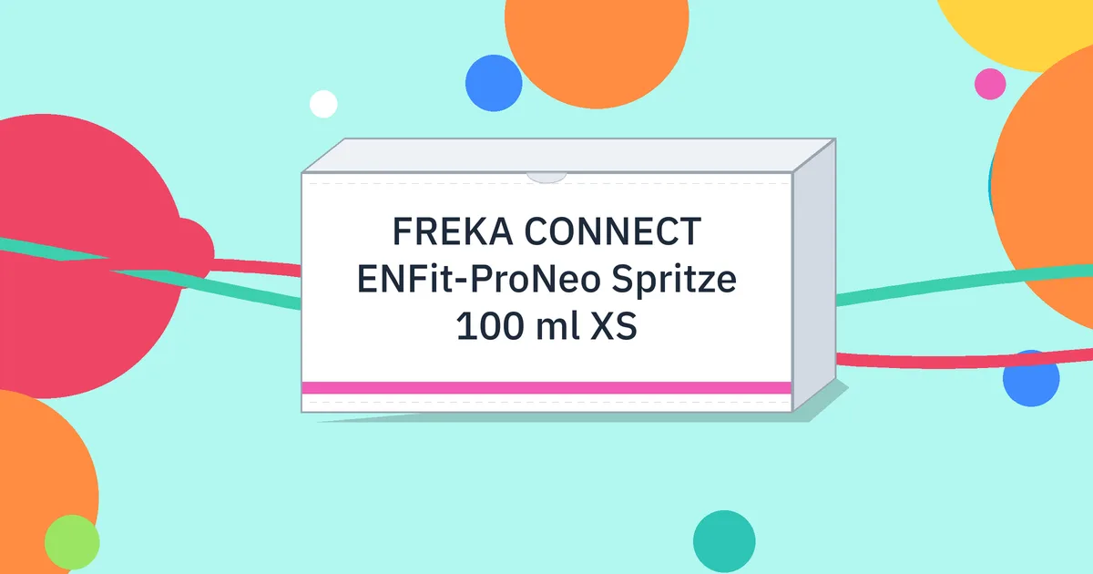 Symbolbild: Packung mit der Aufschrift FREKA CONNECT ENFit-ProNeo Spritze 100 ml XS (PZN 19523433) – Verfügbarkeit und Bezug in Apotheken in Frankfurt am Main
