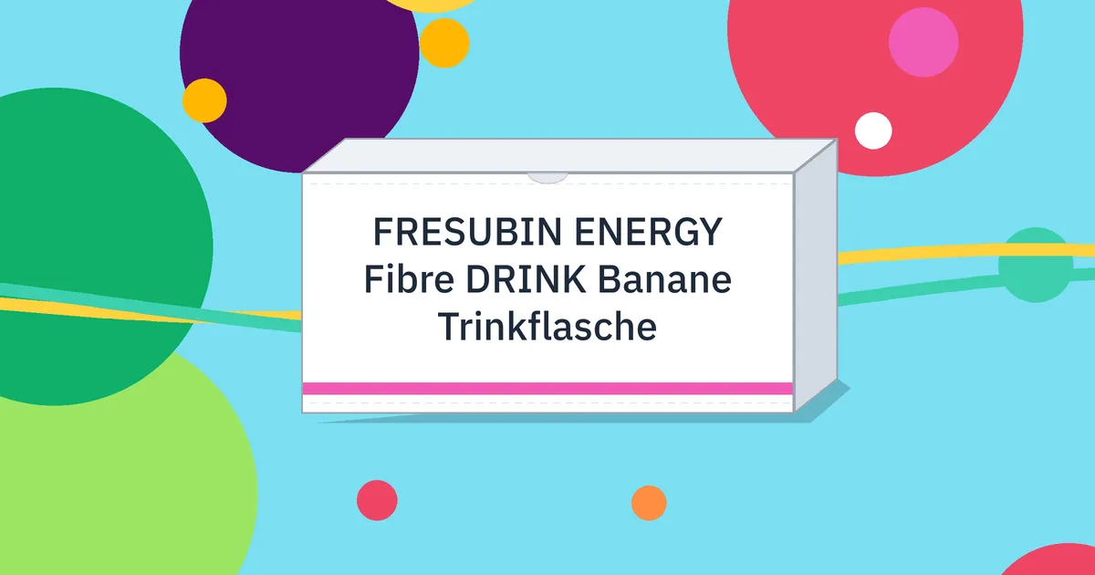 Symbolbild: Packung mit der Aufschrift FRESUBIN ENERGY Fibre DRINK Banane Trinkflasche (PZN 07288085) – Verfügbarkeit und Bezug in Apotheken in Frankfurt am Main
