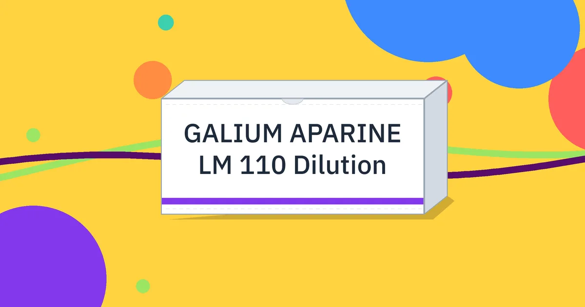 Symbolbild: Packung mit der Aufschrift GALIUM APARINE LM 110 Dilution (PZN 13497427) – Verfügbarkeit und Bezug in Apotheken in Frankfurt am Main