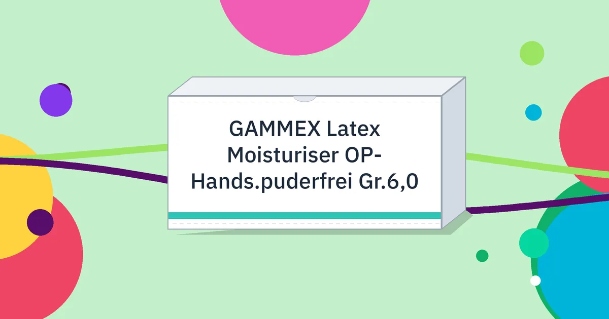 Symbolbild: Packung mit der Aufschrift GAMMEX Latex Moisturiser OP-Hands.puderfrei Gr.6,0 (PZN 11298273) – Verfügbarkeit und Bezug in Apotheken in Frankfurt am Main