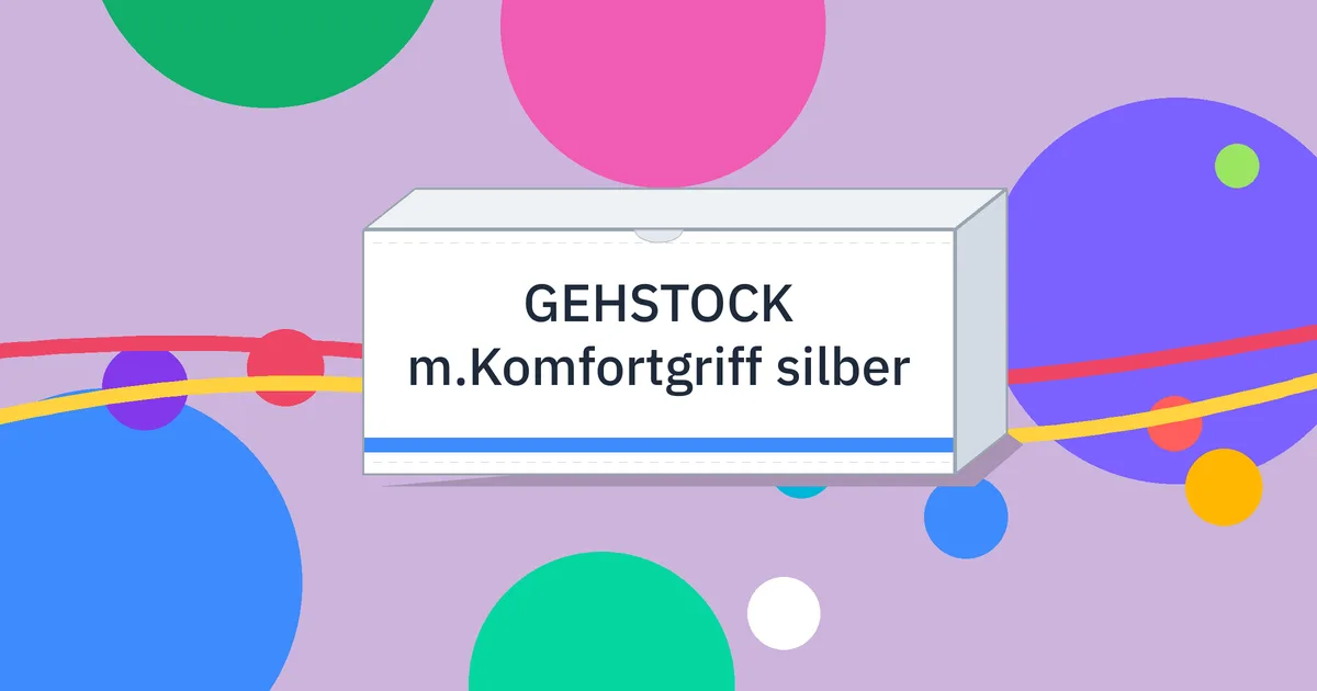 Symbolbild: Packung mit der Aufschrift GEHSTOCK m.Komfortgriff silber (PZN 10074844) – Verfügbarkeit und Bezug in Apotheken in Frankfurt am Main