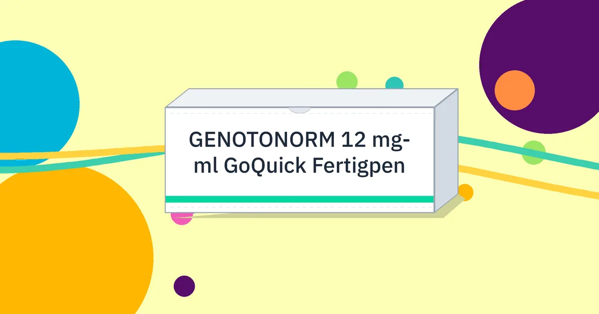 Symbolbild: Packung mit der Aufschrift GENOTONORM 12 mg-ml GoQuick Fertigpen (PZN 18032762) – Verfügbarkeit und Bezug in Apotheken in Frankfurt am Main