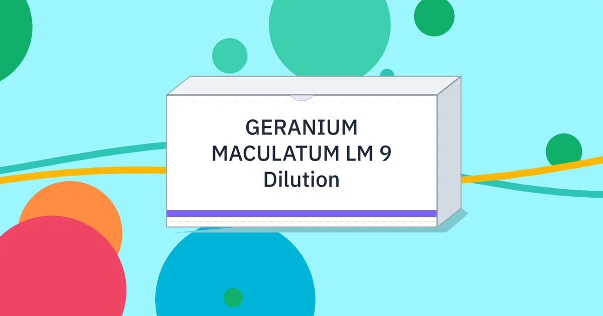 Symbolbild: Packung mit der Aufschrift GERANIUM MACULATUM LM 9 Dilution (PZN 12876625) – Verfügbarkeit und Bezug in Apotheken in Frankfurt am Main