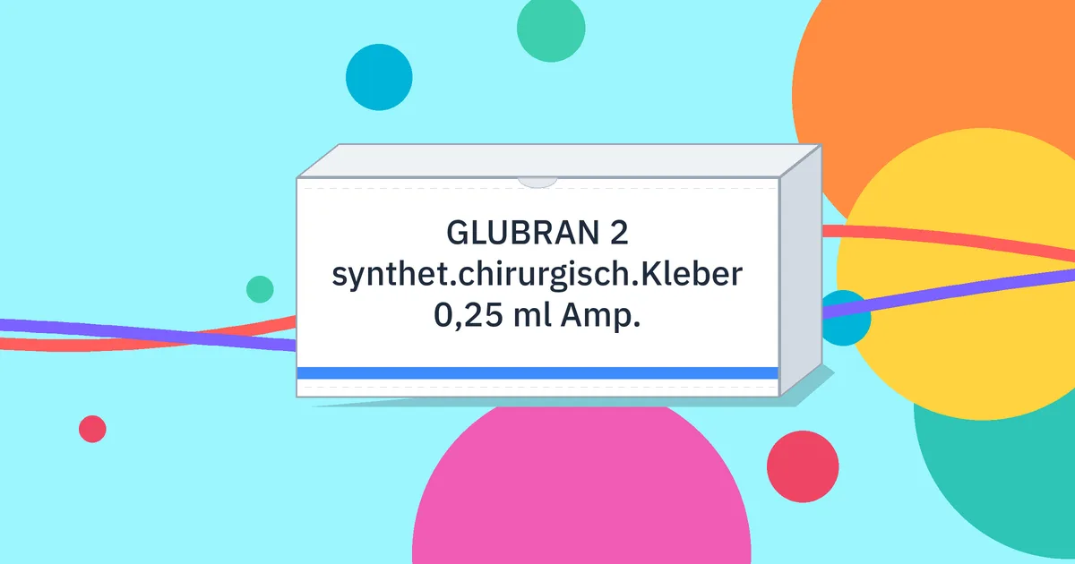Symbolbild: Packung mit der Aufschrift GLUBRAN 2 synthet.chirurgisch.Kleber 0,25 ml Amp. (PZN 11031742) – Verfügbarkeit und Bezug in Apotheken in Frankfurt am Main