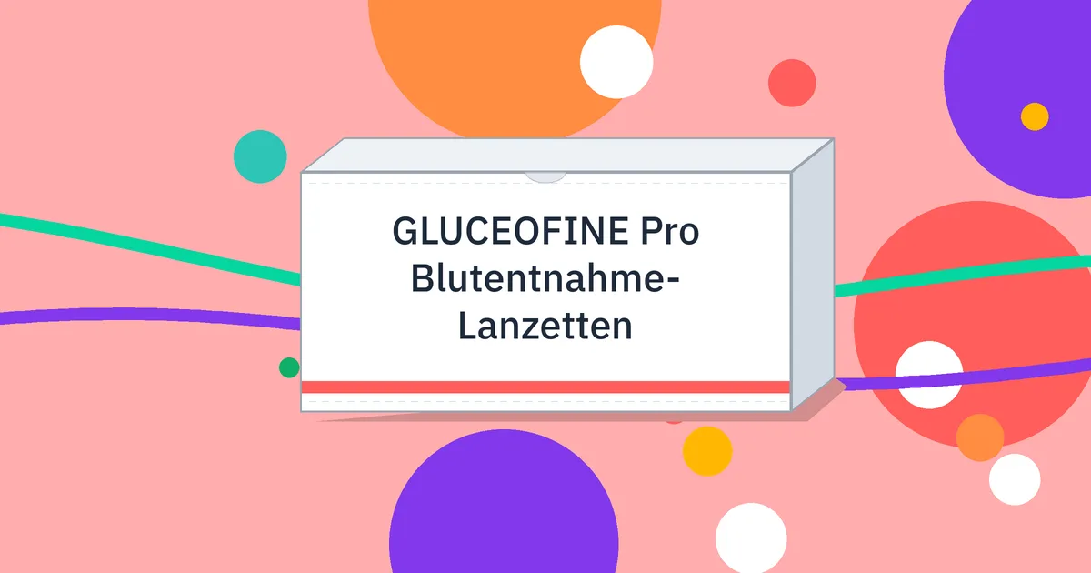 Symbolbild: Packung mit der Aufschrift GLUCEOFINE Pro Blutentnahme-Lanzetten (PZN 20065987) – Verfügbarkeit und Bezug in Apotheken in Frankfurt am Main