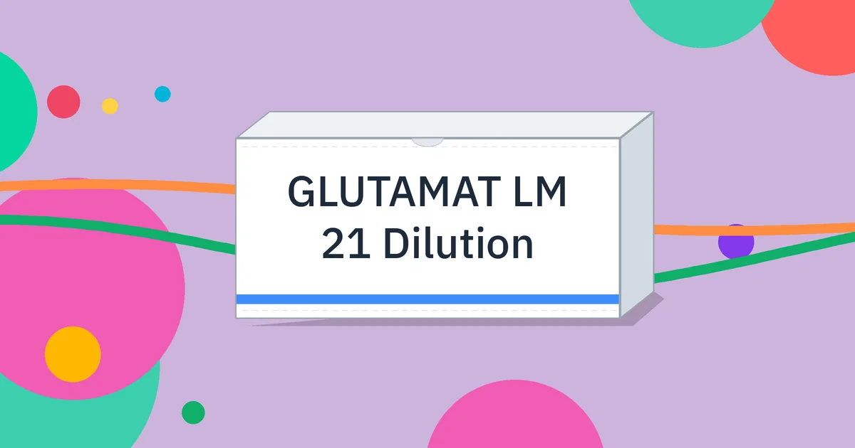Symbolbild: Packung mit der Aufschrift GLUTAMAT LM 21 Dilution (PZN 12879523) – Verfügbarkeit und Bezug in Apotheken in Frankfurt am Main
