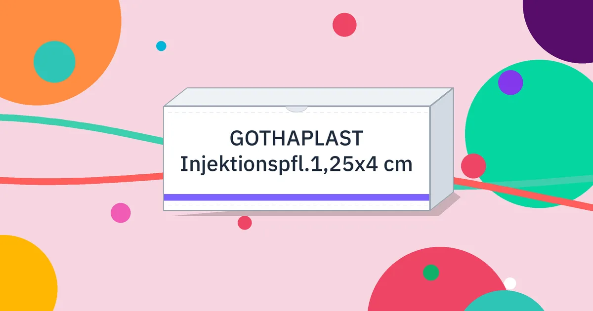 Symbolbild: Packung mit der Aufschrift GOTHAPLAST Injektionspfl.1,25x4 cm (PZN 04079122) – Verfügbarkeit und Bezug in Apotheken in Frankfurt am Main