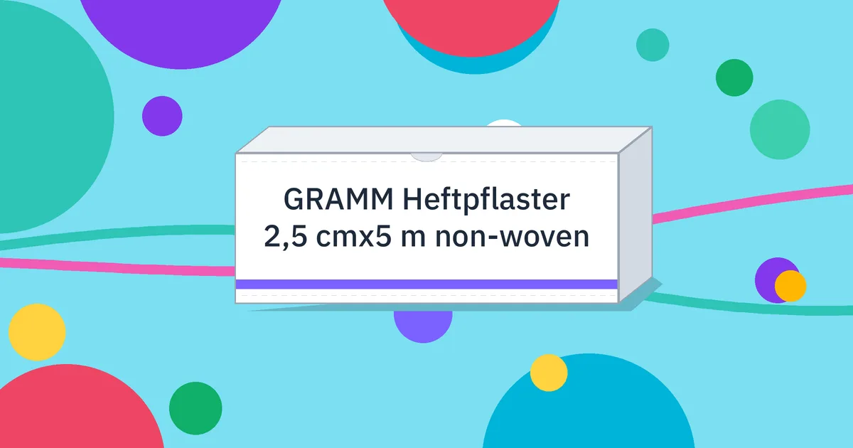 Symbolbild: Packung mit der Aufschrift GRAMM Heftpflaster 2,5 cmx5 m non-woven (PZN 07355723) – Verfügbarkeit und Bezug in Apotheken in Frankfurt am Main