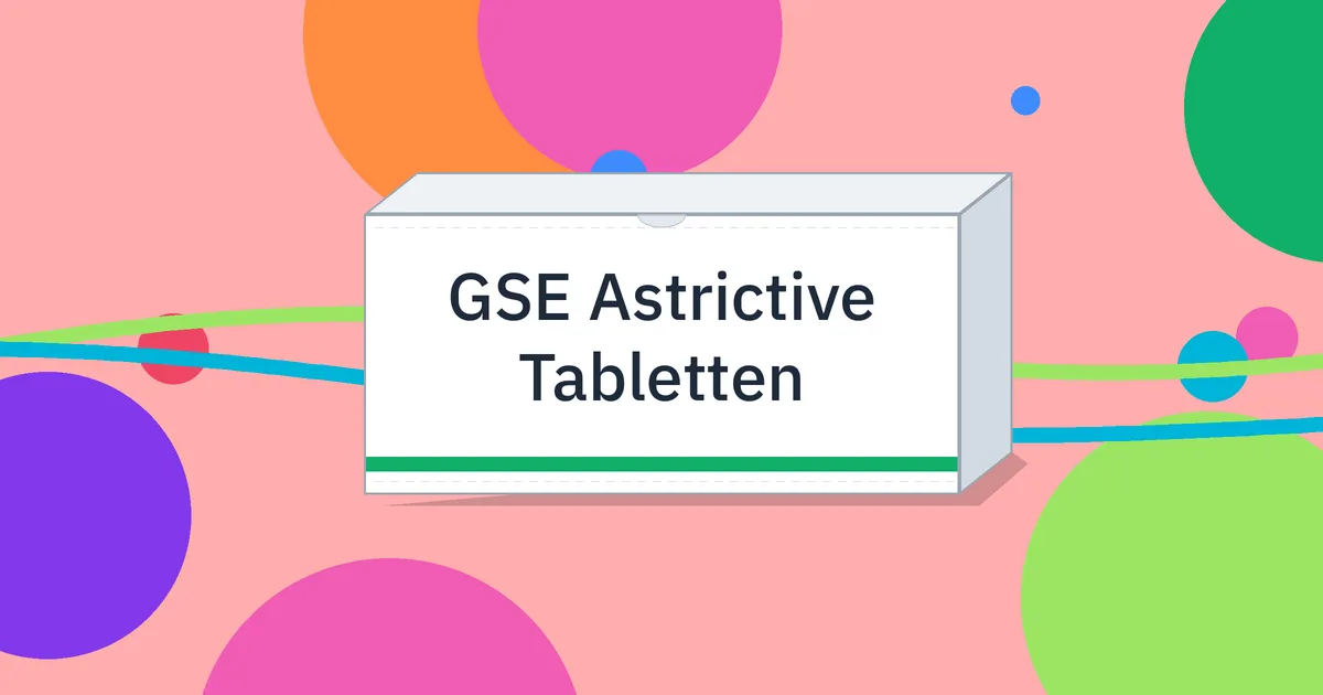 Symbolbild: Packung mit der Aufschrift GSE Astrictive Tabletten (PZN 19197778) – Verfügbarkeit und Bezug in Apotheken in Frankfurt am Main
