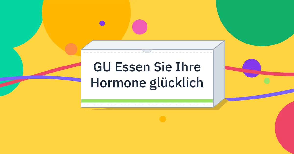 Symbolbild: Packung mit der Aufschrift GU Essen Sie Ihre Hormone glücklich (PZN 18266342) – Verfügbarkeit und Bezug in Apotheken in Frankfurt am Main