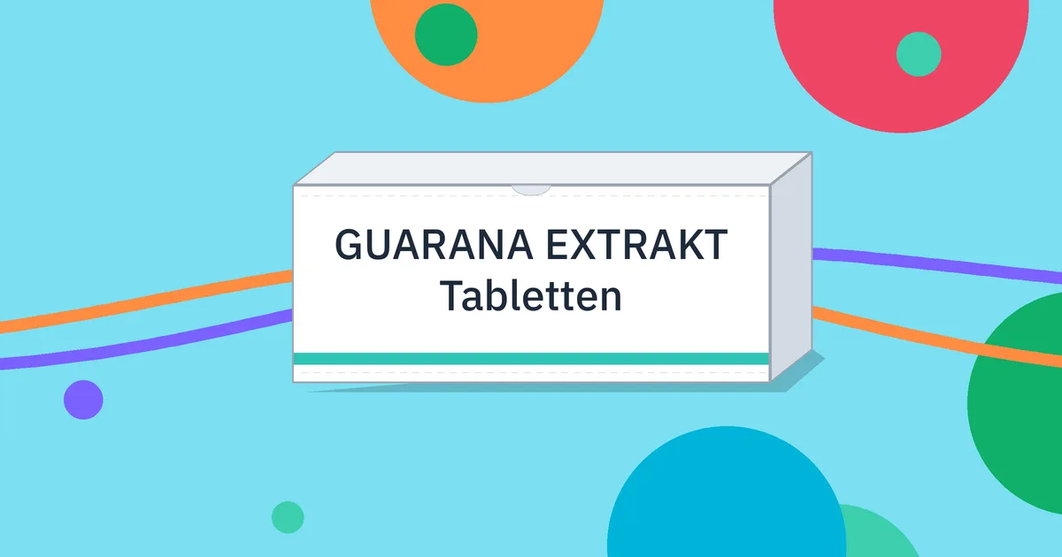 Symbolbild: Packung mit der Aufschrift GUARANA EXTRAKT Tabletten (PZN 11888626) – Verfügbarkeit und Bezug in Apotheken in Frankfurt am Main