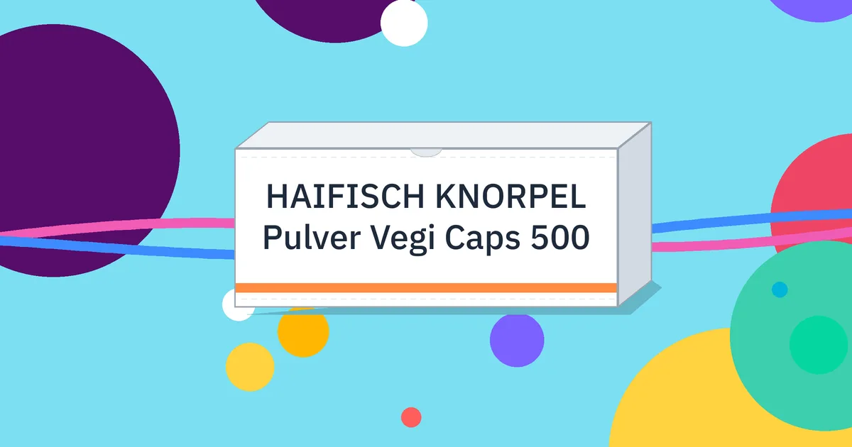 Symbolbild: Packung mit der Aufschrift HAIFISCH KNORPEL Pulver Vegi Caps 500 (PZN 04143883) – Verfügbarkeit und Bezug in Apotheken in Frankfurt am Main